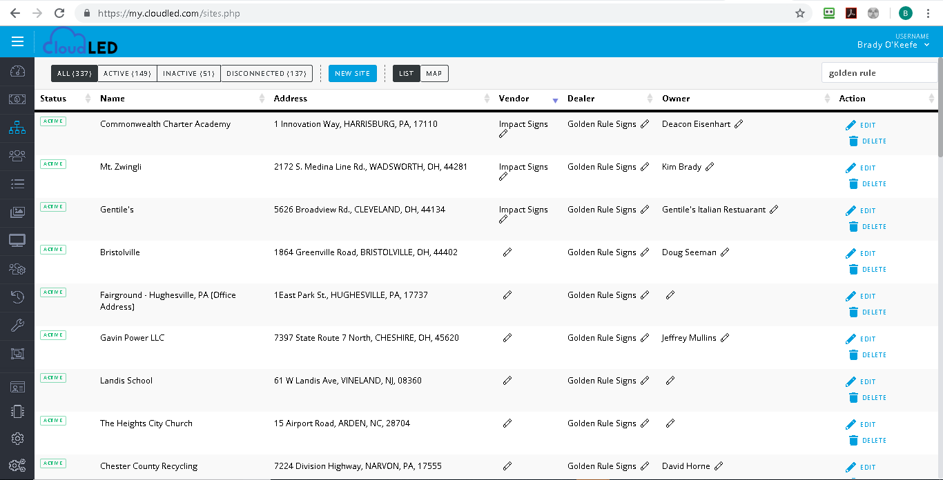 Sites - Cloud LED - Cloud-Based LED Software
